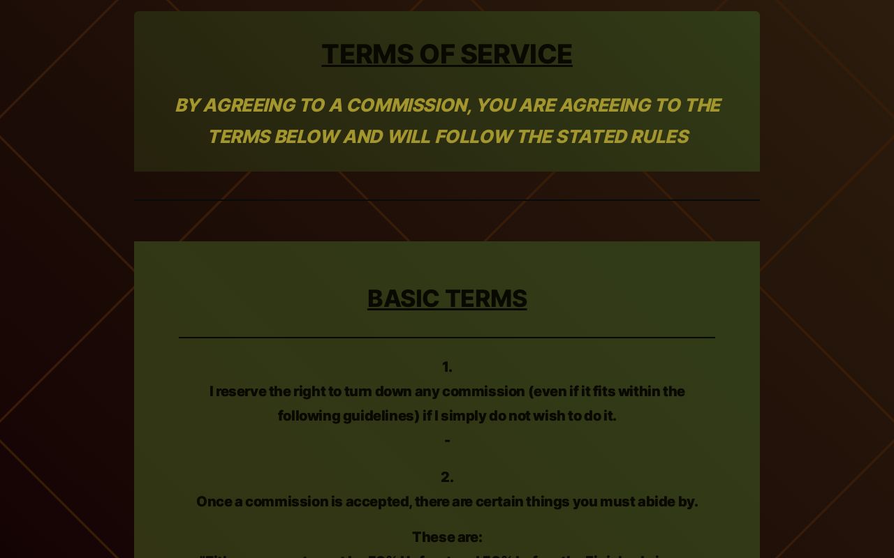 TOS/Rules of commissions